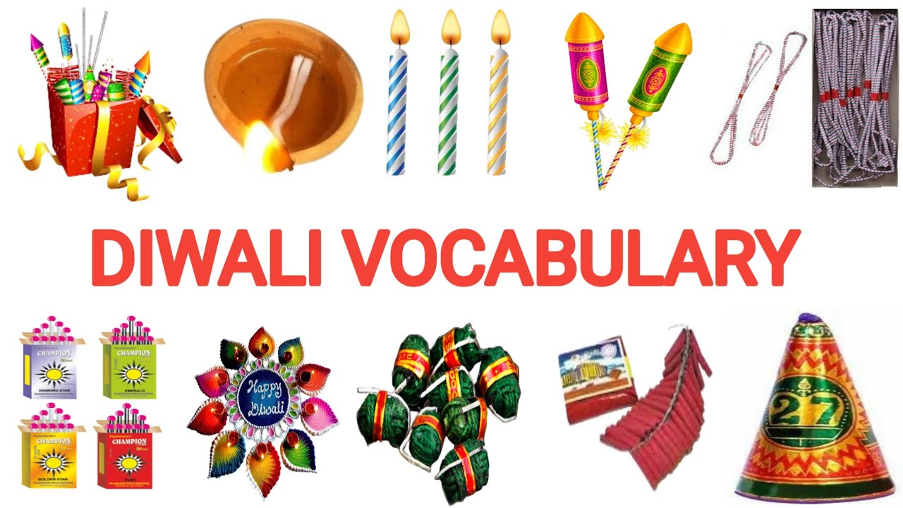 Diwali vocabulary || Crackers name in English || Diwali related ...