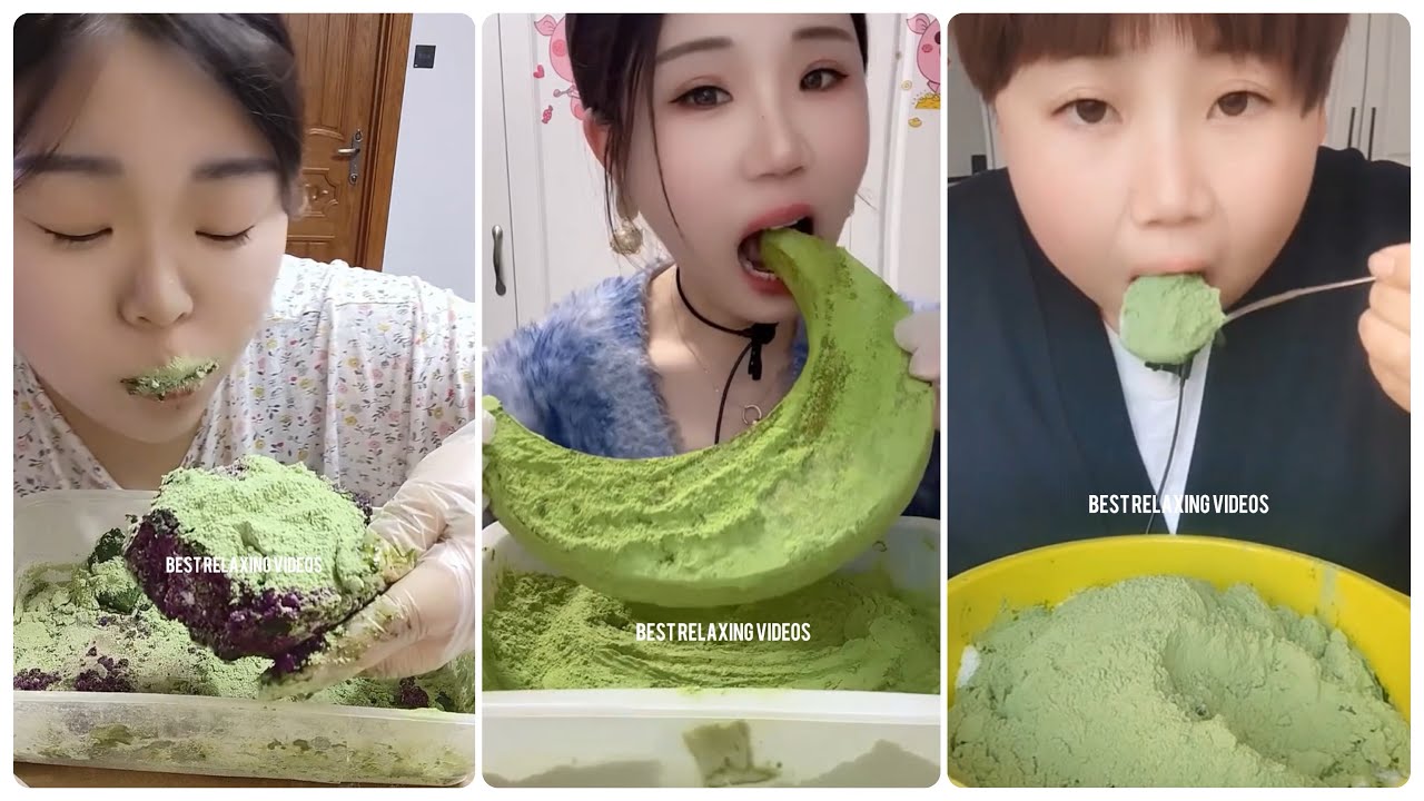 [ASMR] HEAVY MATCHA POWDERED ICE EATING MATCHA ASMR & BIG BITES 😋 ...