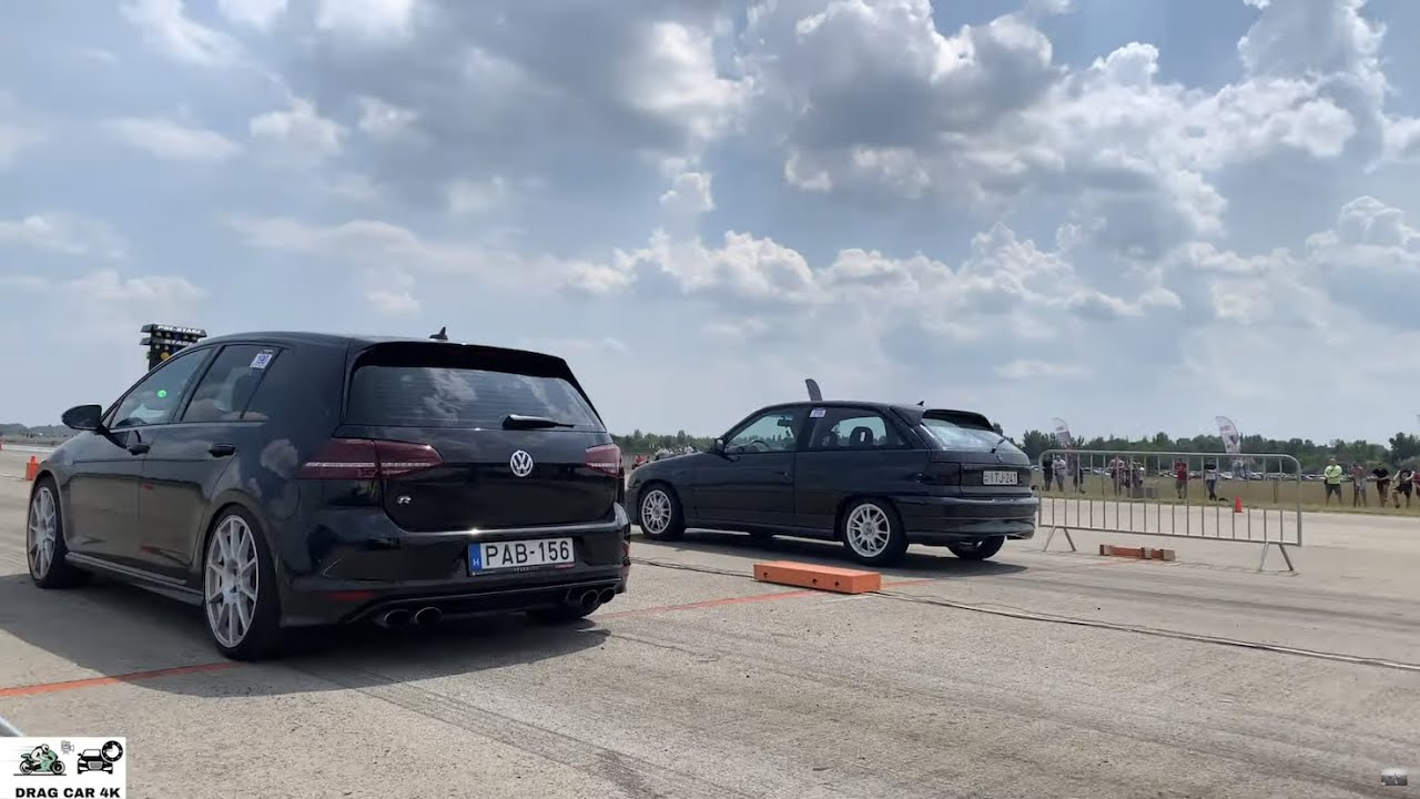 VW Golf R vs Opel Astra GSI drag race 1/4 mile 🚦🚗 - 4K - YouTube
