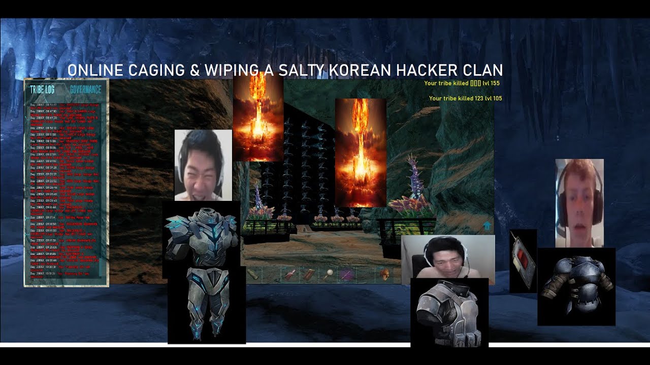 Caging and wiping a salty korean hacker clan!!! Ark smalltribes - YouTube