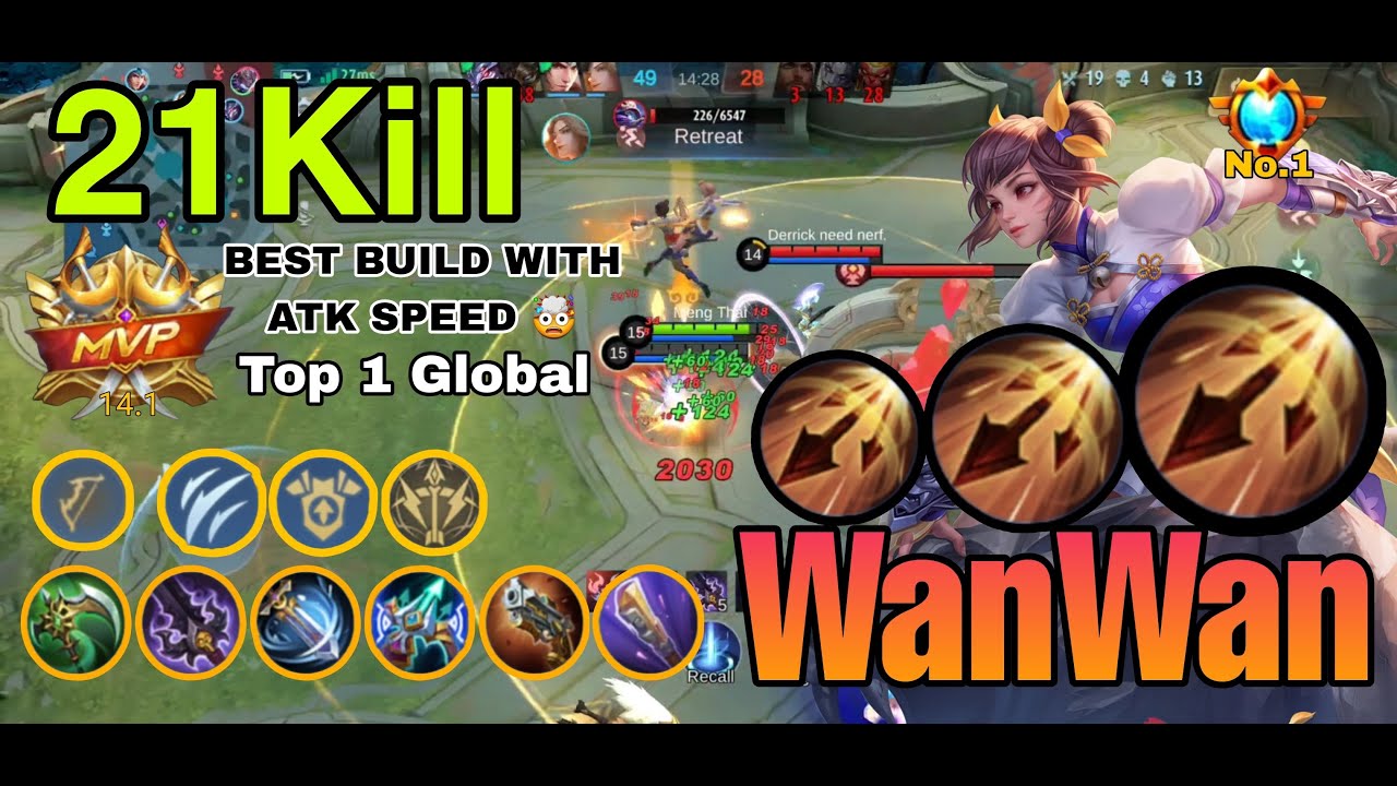 21Kill !! WanWan Best Triple Kills Build MVP | Best Build Top 1 Global ...