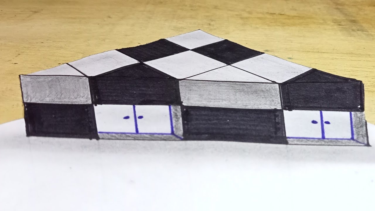 3D checkered drawing with doors || 3D trick art - YouTube