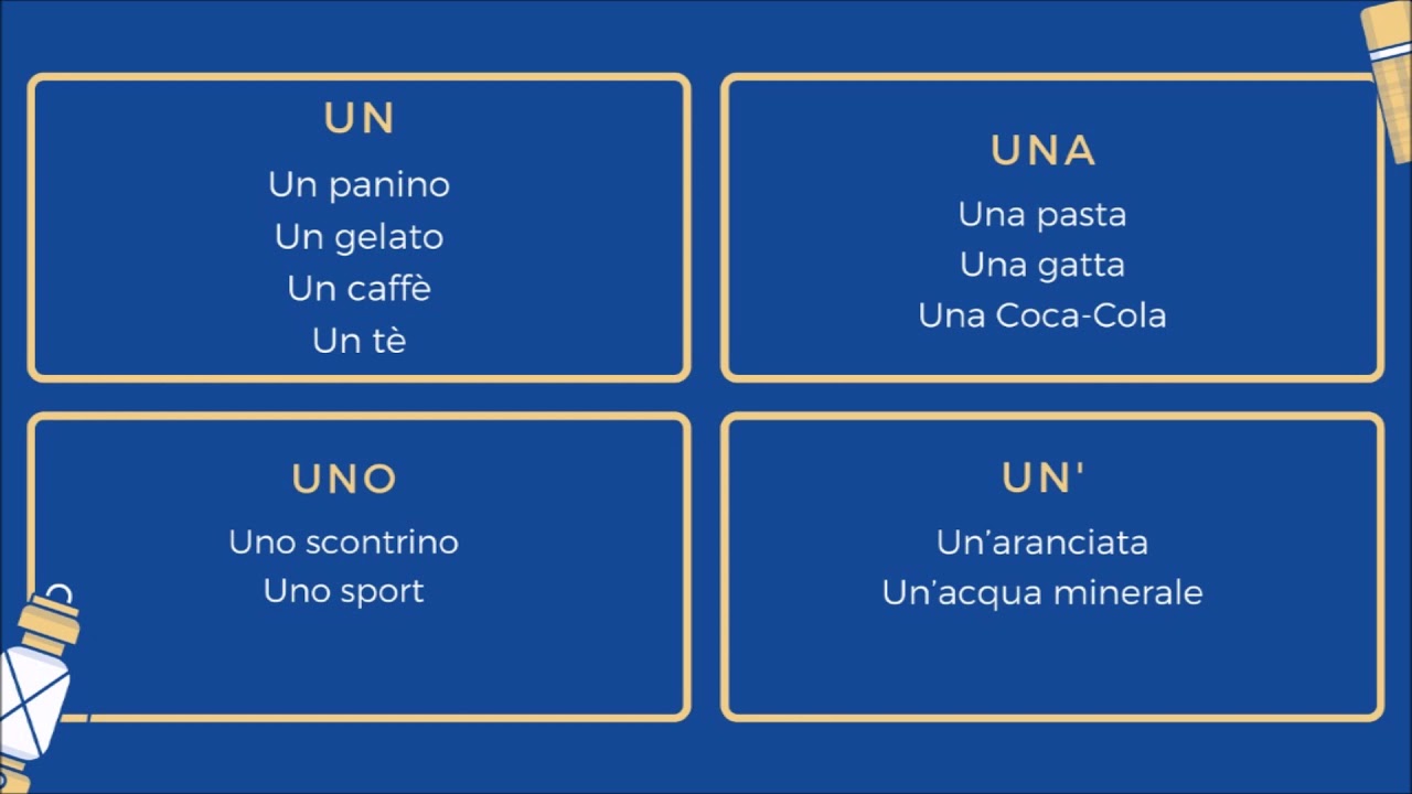 una, un', uno, un الإيطالية للمبتدأين| أدوات النكرة - YouTube