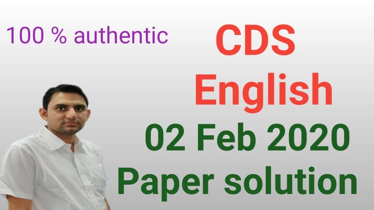 CDS English paper solution 2 Feb 2020 - YouTube