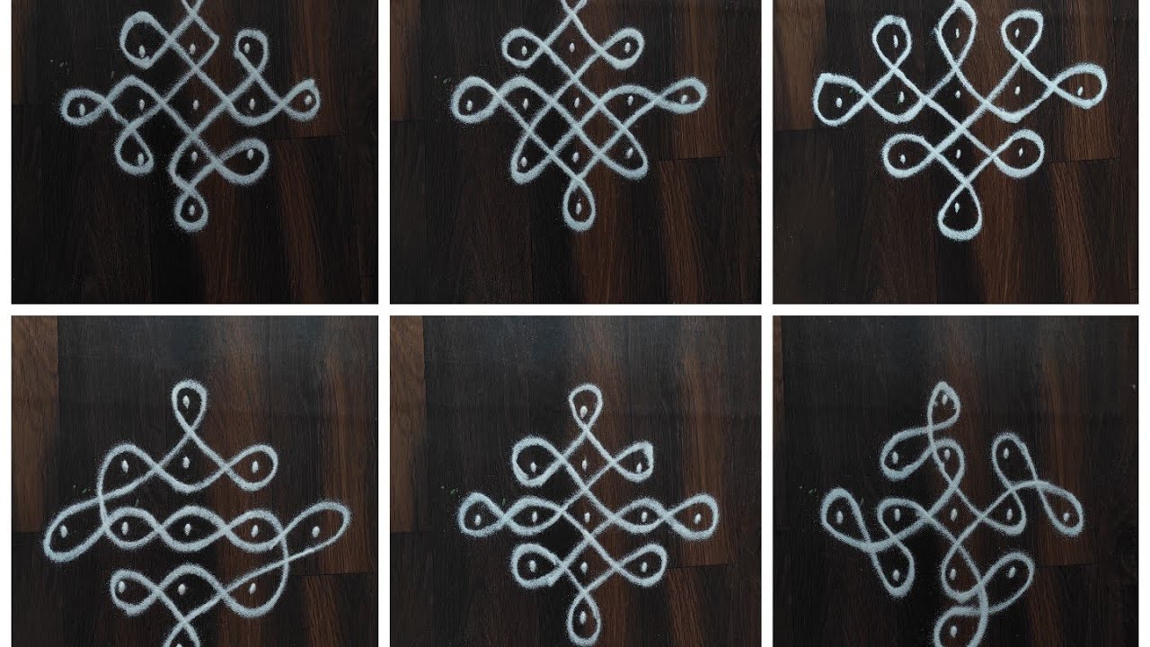 12 Small and Simple Sikku Kolams with 5 dots - Beginners Kolam - YouTube
