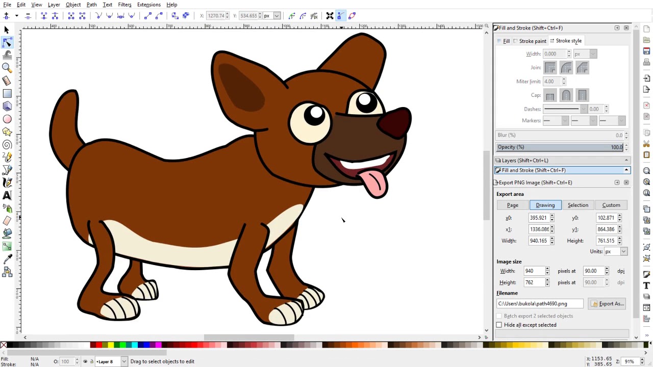 Inkscape doggie drawing animated with synfig - YouTube