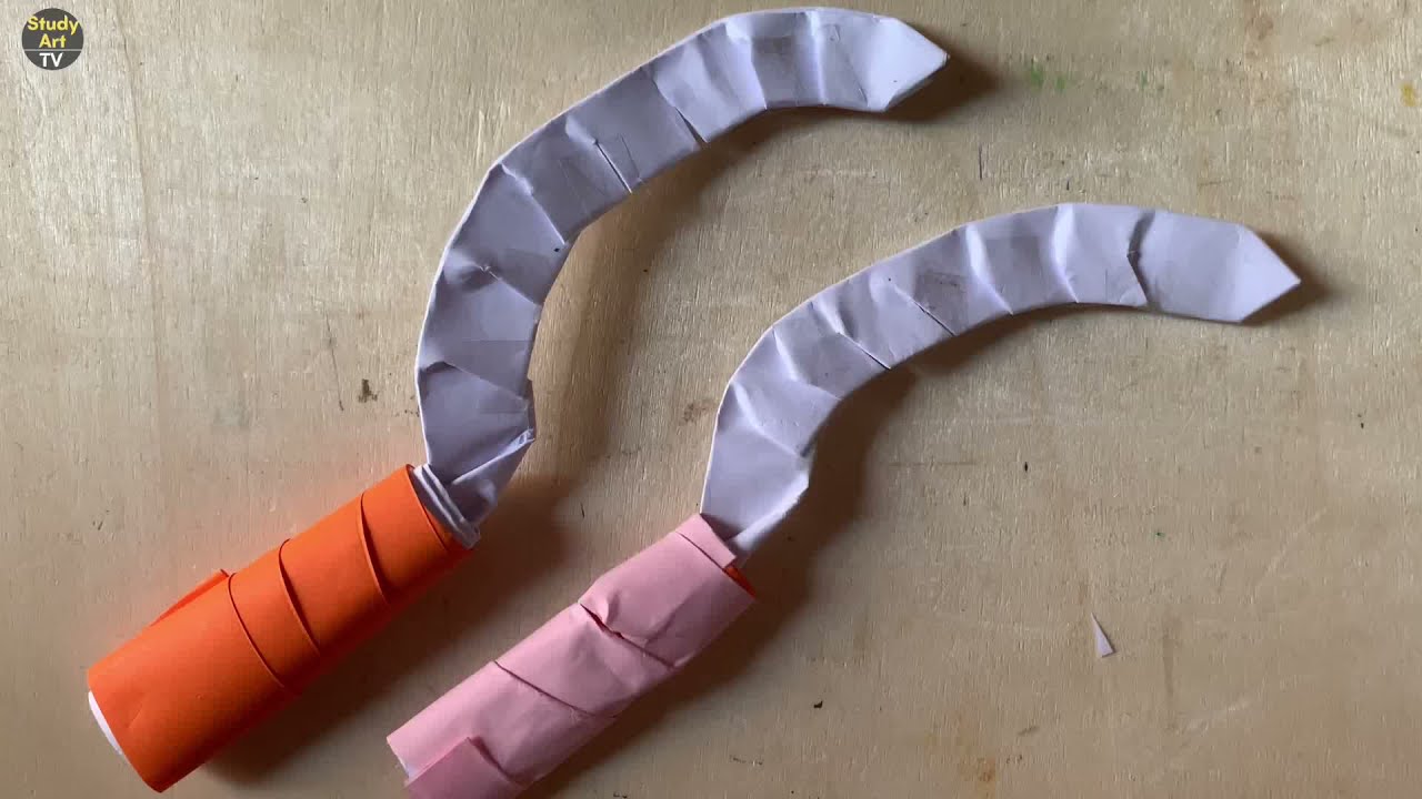 How to make a paper scythe sickle fork-Easy tutorial - YouTube