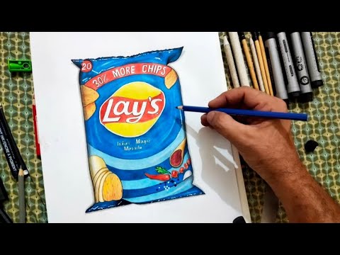How To Draw Lay's Drawing Step by Step | Pencil Colour Drawing - YouTube