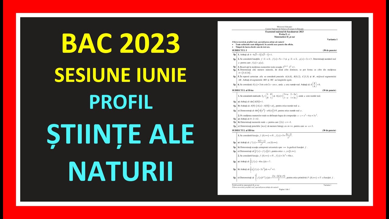 BACALAUREAT MATEMATICA 2023 SESIUNE IUNIE VARIANTA SIMULARE MODEL ...