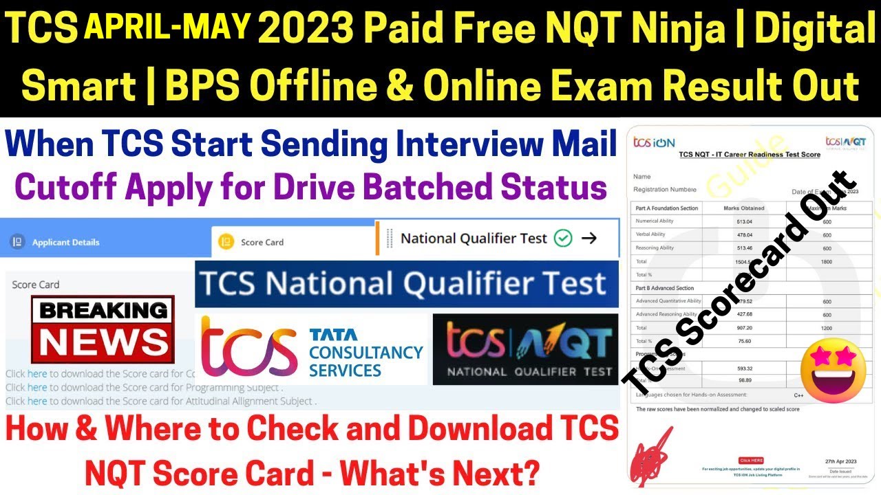 TCS APRIL-MAY 2023 NQT Exam Results & Score Card Out! Apply for Drive ...