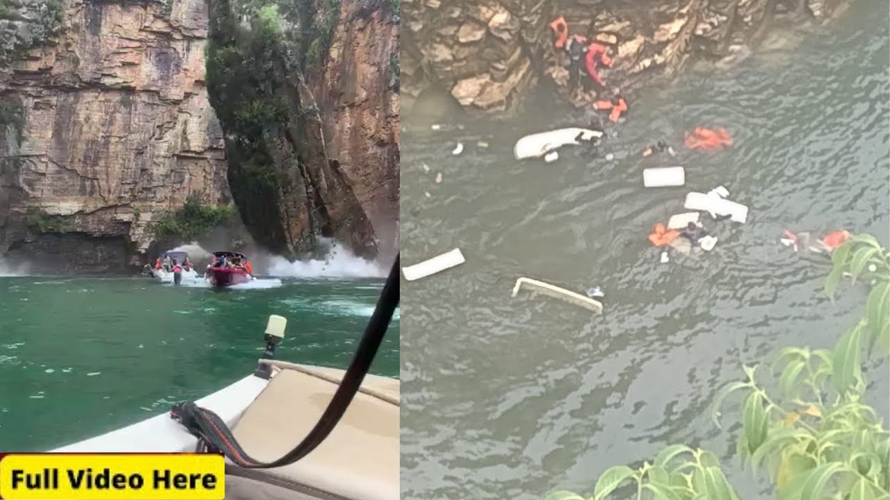 VIDEO: Rock formation falls on boaters in Brazilian lake - Full video ...