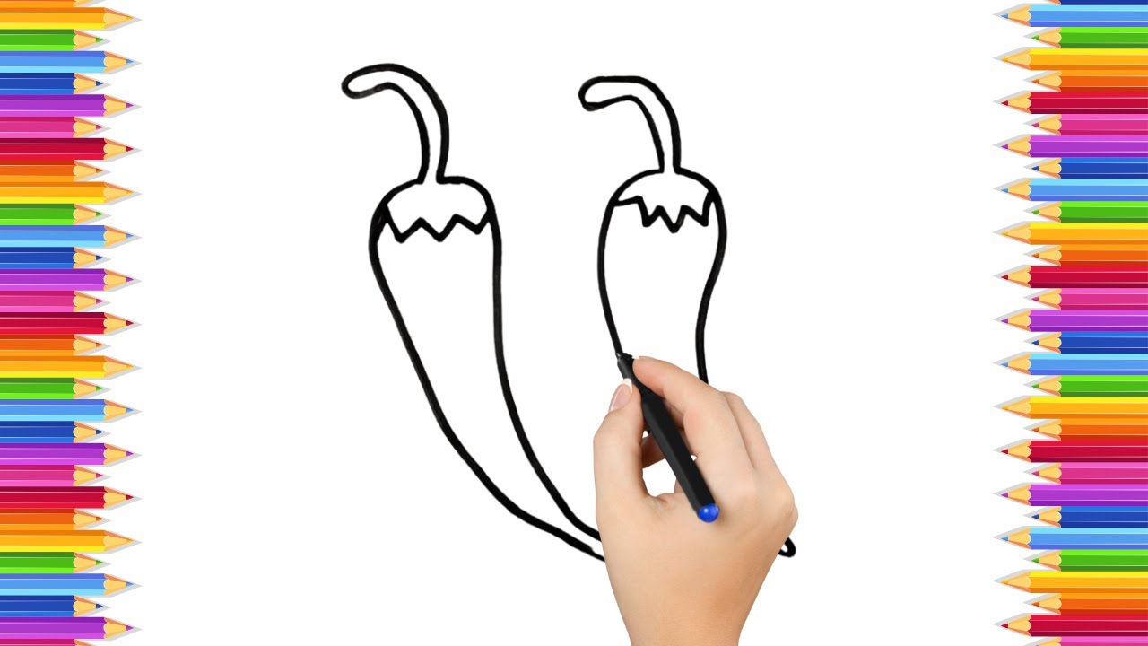 How To Draw cute green chili Drawing, Painting & Coloring For Kids and ...