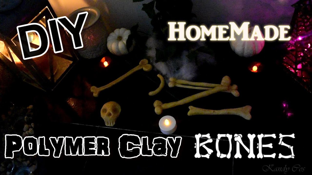 Halloween Decor|| DIY Homemade POLYMER CLAY BONES - YouTube