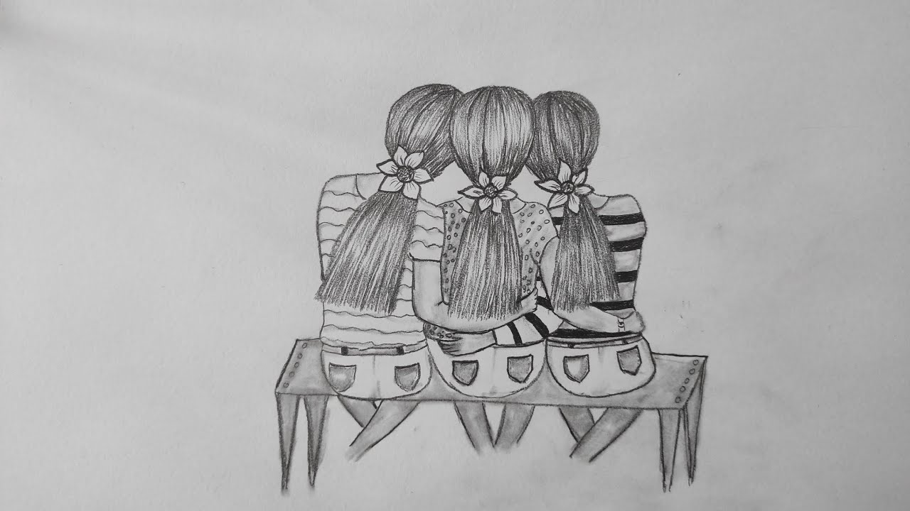 Best friends drawing step by step drawing(en iyi arkadaşlar çizimi adım ...