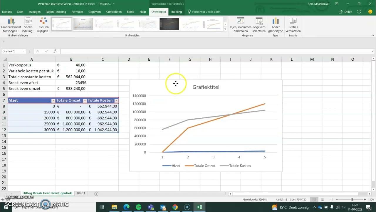 Werken met Excel - Eenvoudige grafiek en tabel maken - YouTube