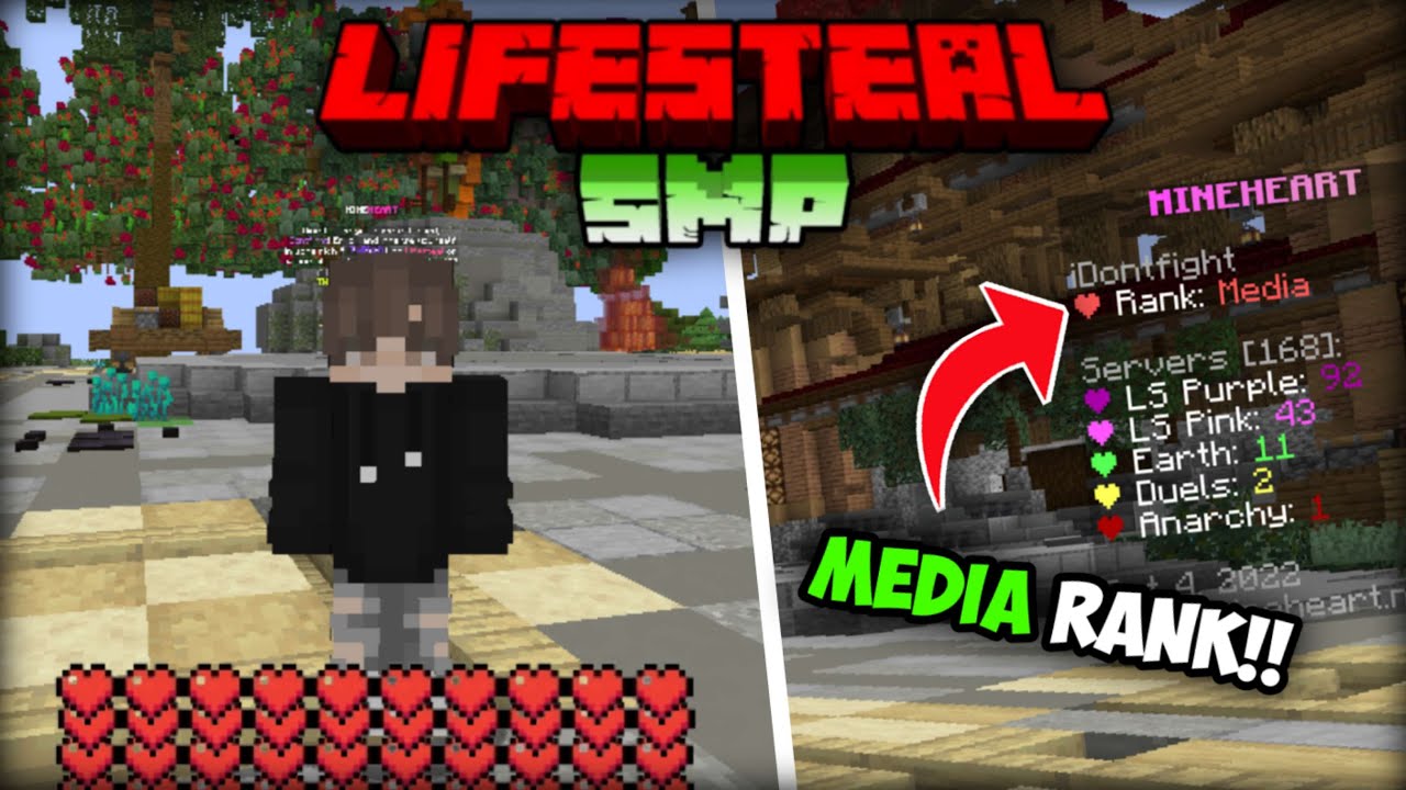 I got media rank in this lifesteal smp 😍 // play.mineheart.net - YouTube