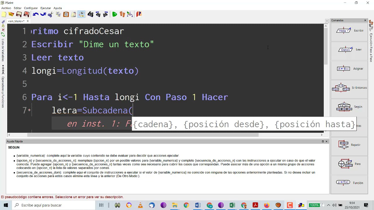 UD2 Programación PSEINT Código César TIC 1 Bachillerato IES Monterroso ...