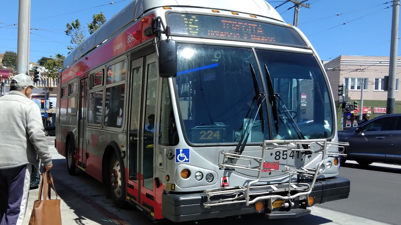SF Muni 2022 ENC E-Z Rider II BRT HEV 30' #8541 on Route 36 Teresita ...