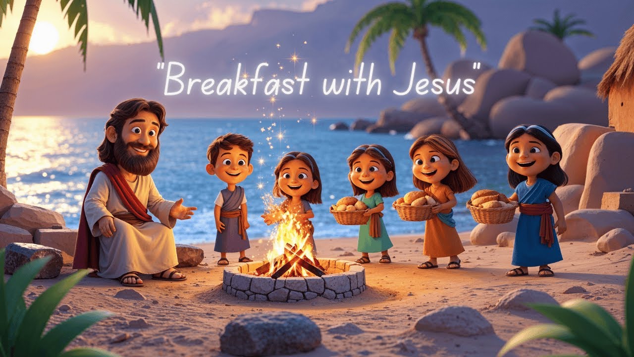 BREAKFAST WITH JESUS | Bible Story for Kids | John 21:12–13 🐟 - YouTube