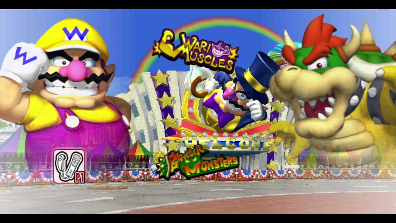 Mario Super Sluggers Wario Muscles vs Bowser Monsters in Wario City Day ...