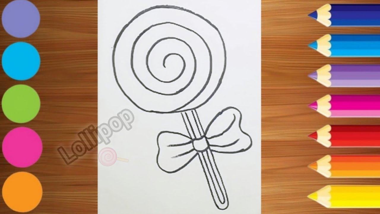 how to draw a lollipop easy step by step ||how to draw a lollipop ...