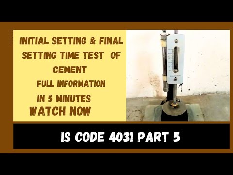 Initial Setting & Final Setting time Test of Cement As per Is Code 4031 ...