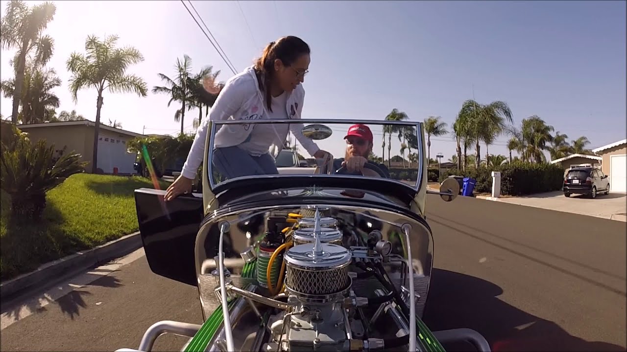 Wife gets a ride in the hot rod - YouTube
