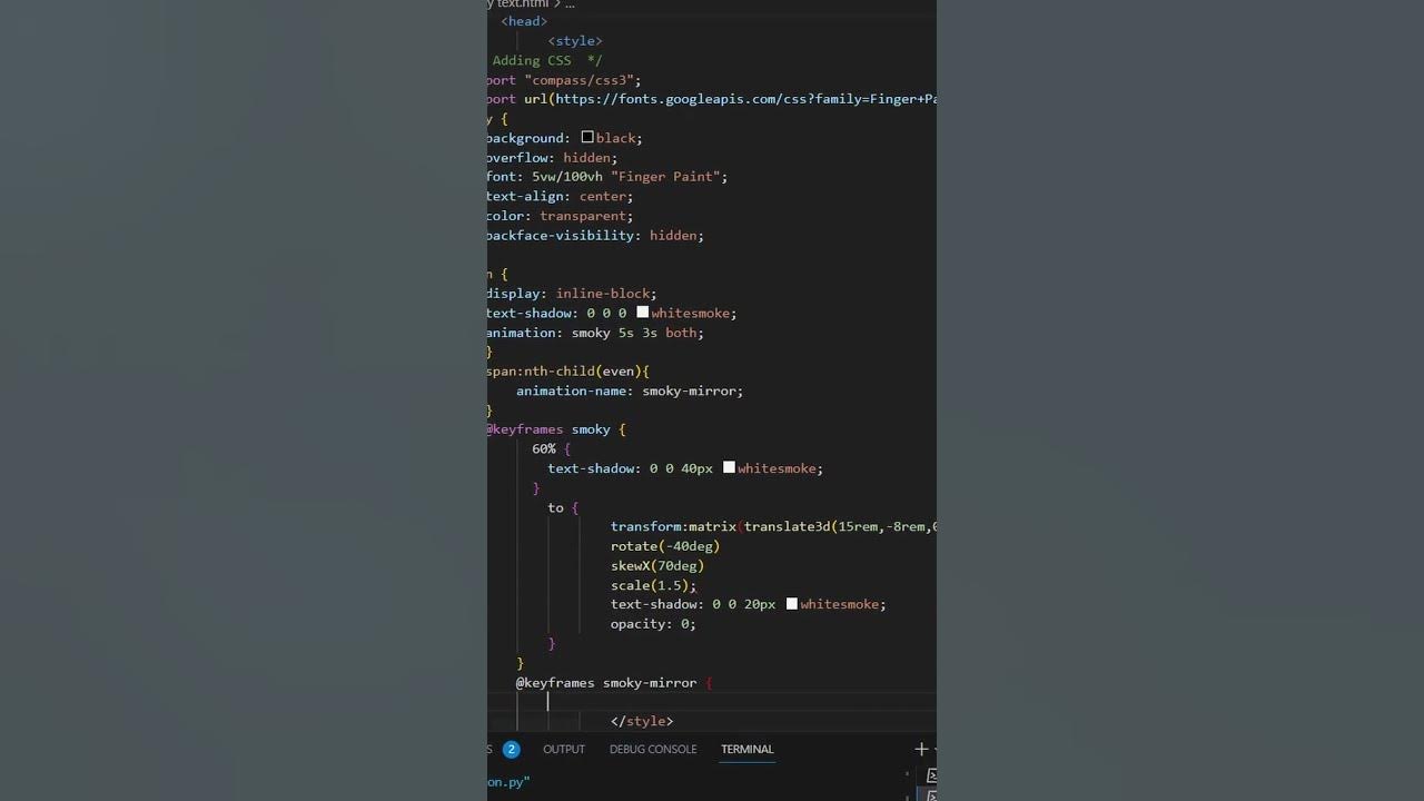 Shorts Smoky Text Html Css Youtube