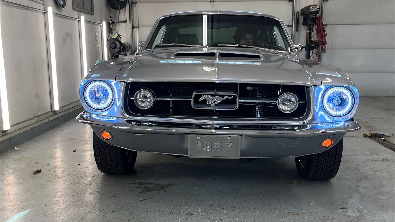 1967 mustang fastback. Installing LED halo headlights. - YouTube