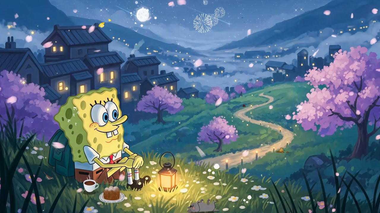 The Path Home 🌸 SpongeBob Lofi Mix [Peaceful Night Walk] - YouTube