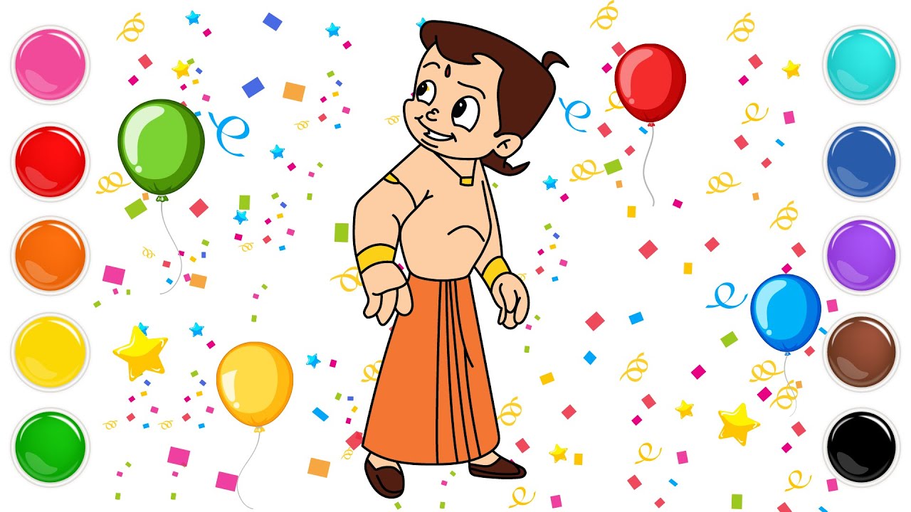How To Draw Chhota Bheem | Step By Step Draw Little Bheem | Toddlers ...