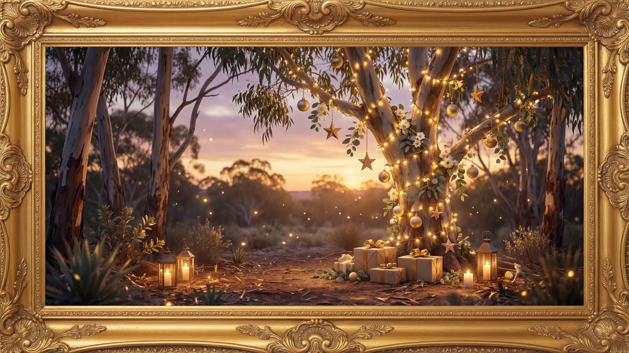 Australian Outback Sunset Christmas Tree | Luxury TV Art | 4K Gold ...