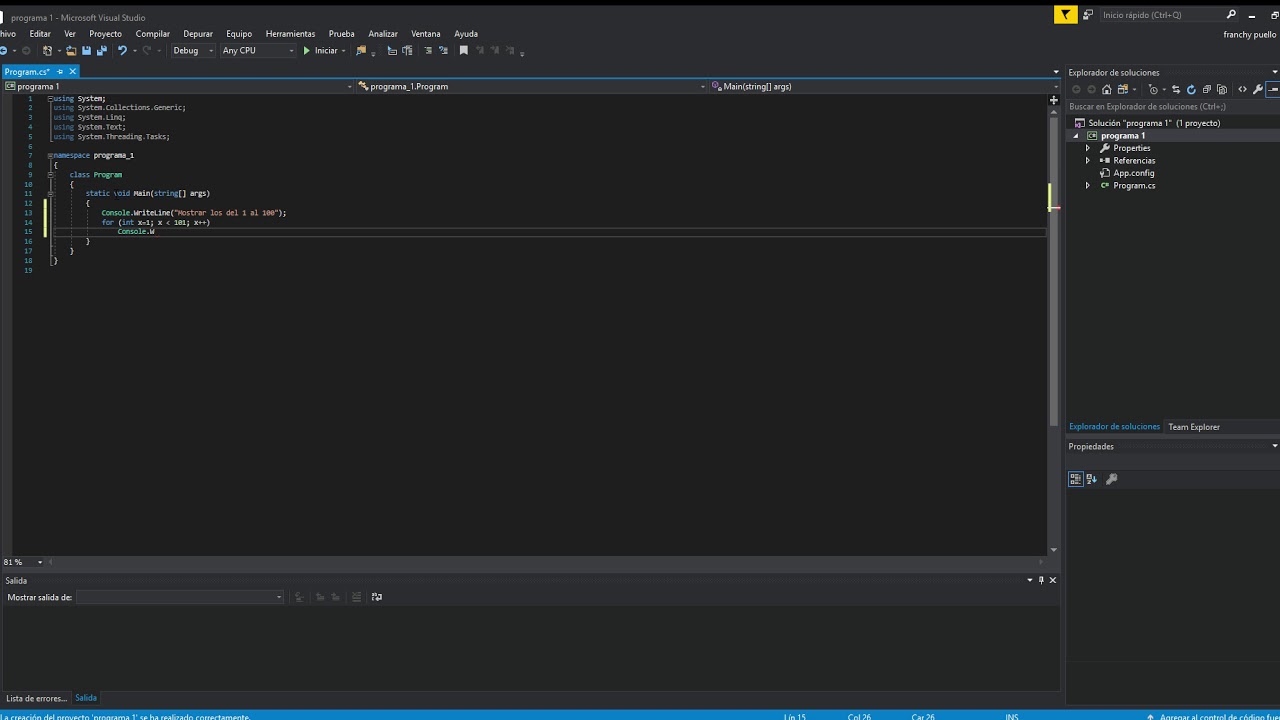 Programa que muestre los numeros de 1 al 100 - YouTube