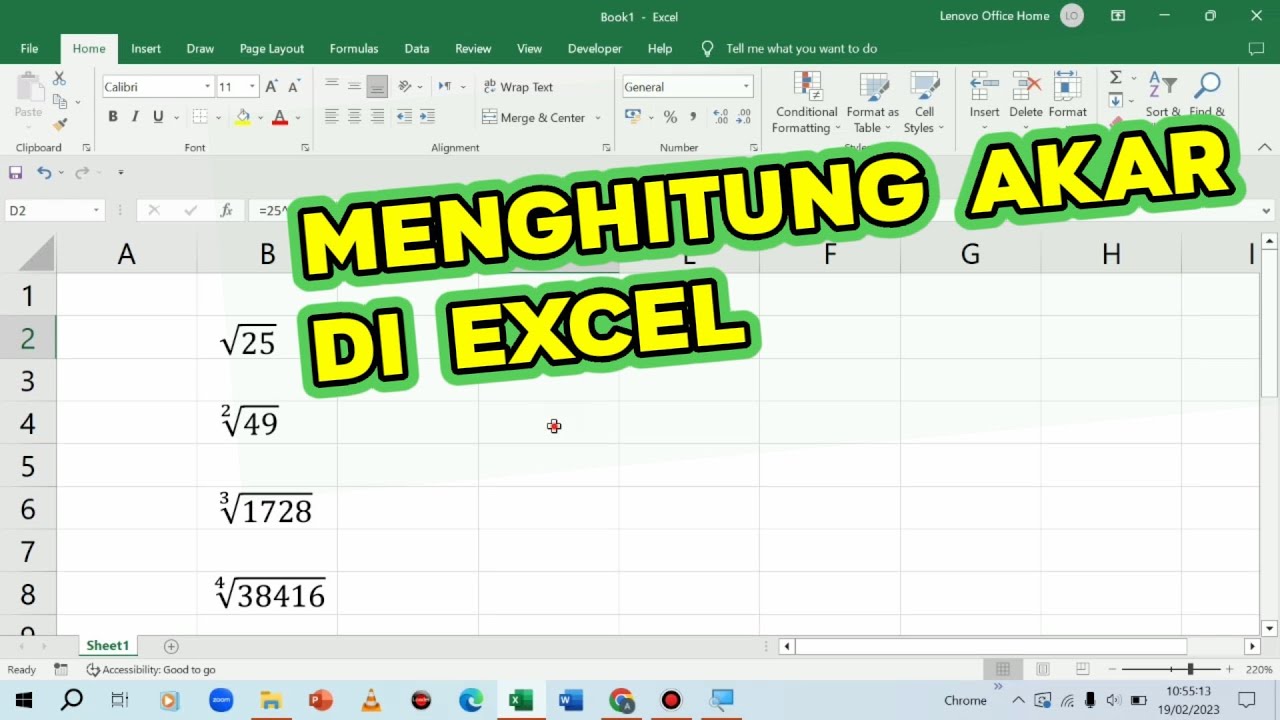 Cara Menghitung Hasil Akar di Microsoft Excel - YouTube