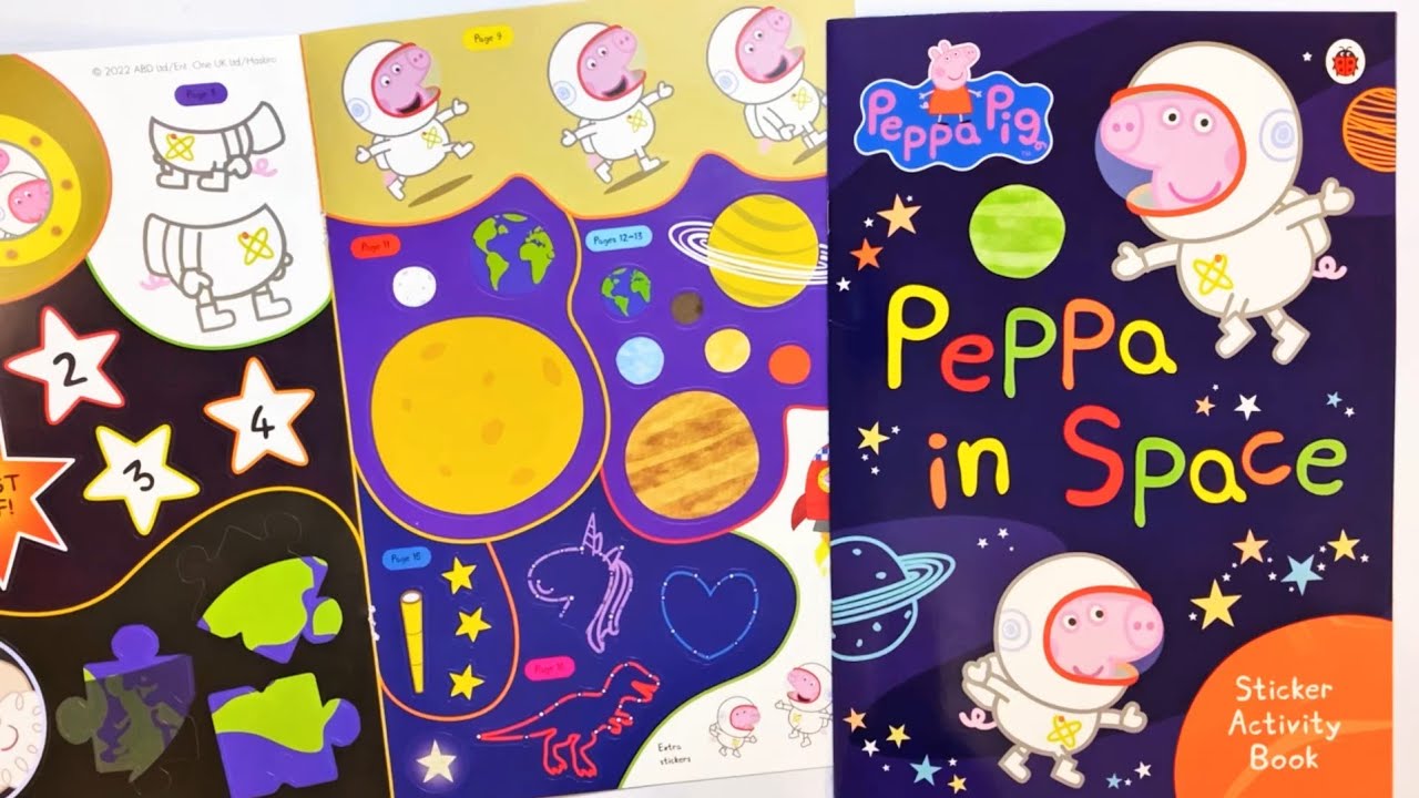Peppa in Space Sticker Activity Book for kids and toddlers - YouTube
