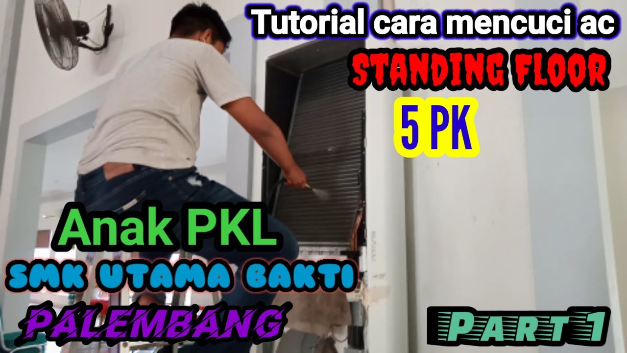 tutorial cara mencuci ac standing floor Panasonic 5 PK - YouTube