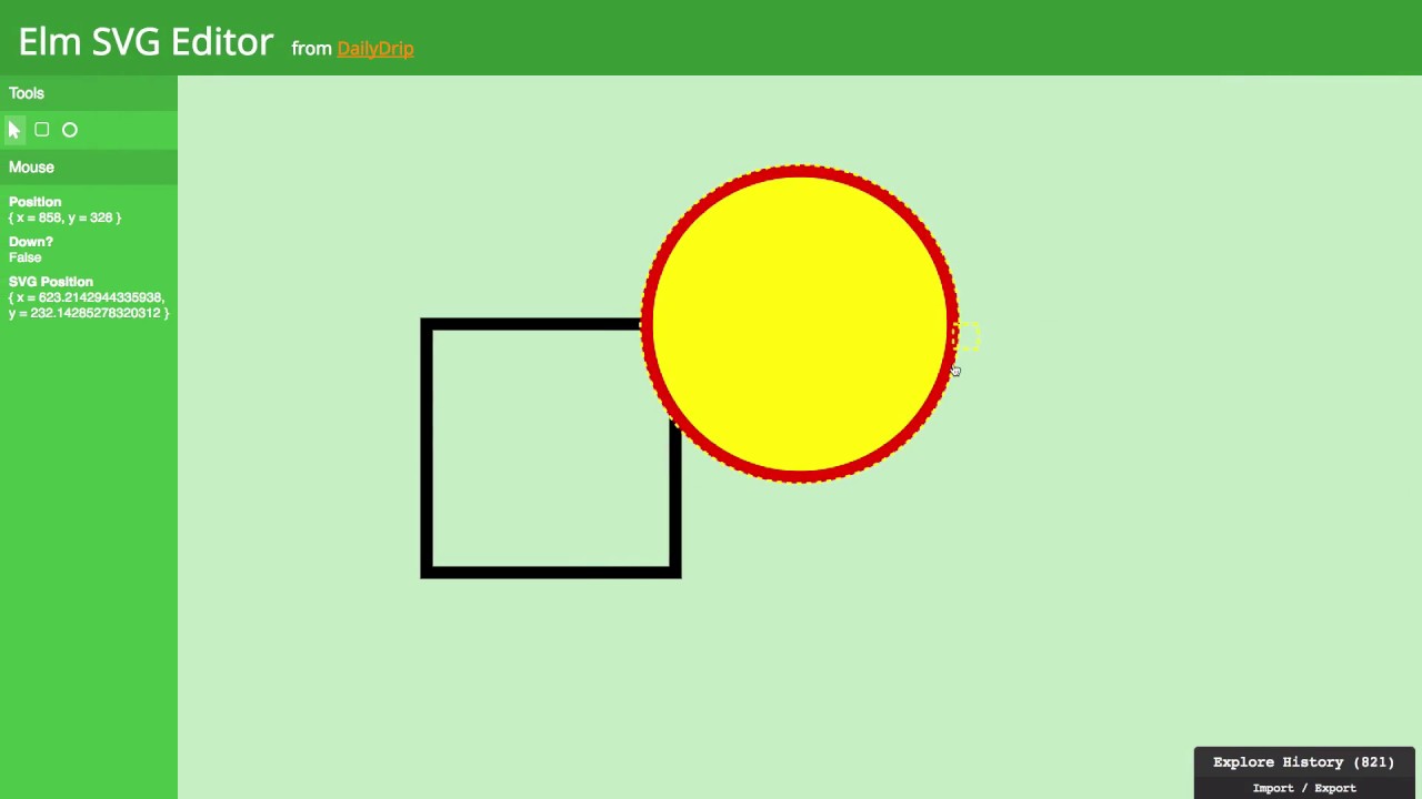 Editing SVG shapes interactively with the mouse in Elm - YouTube