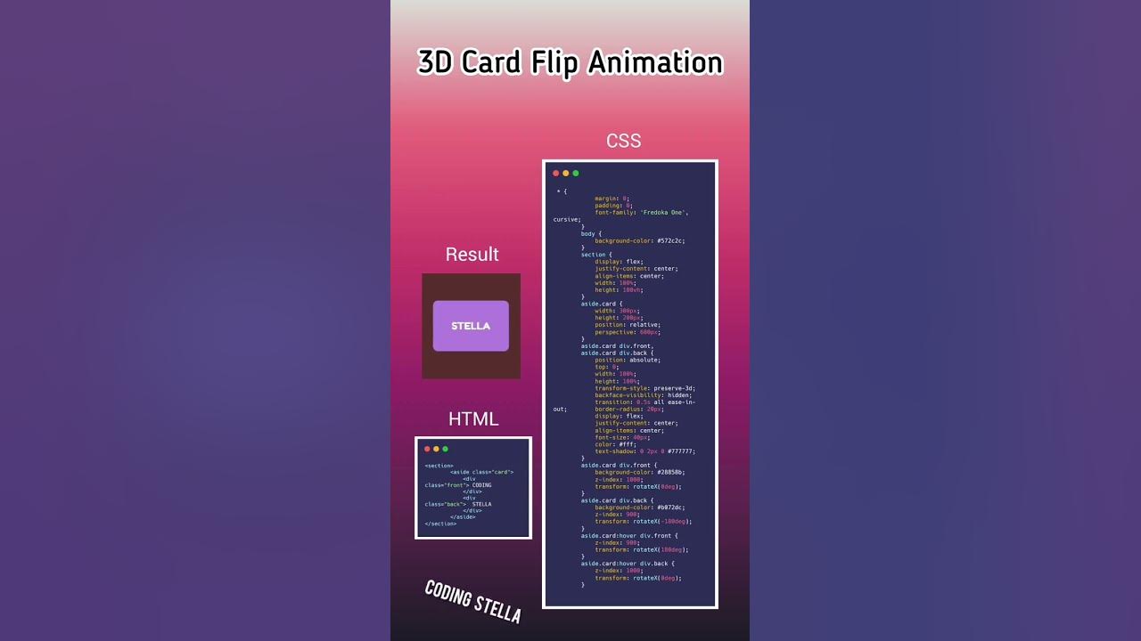3d Card Flip Animation Youtube