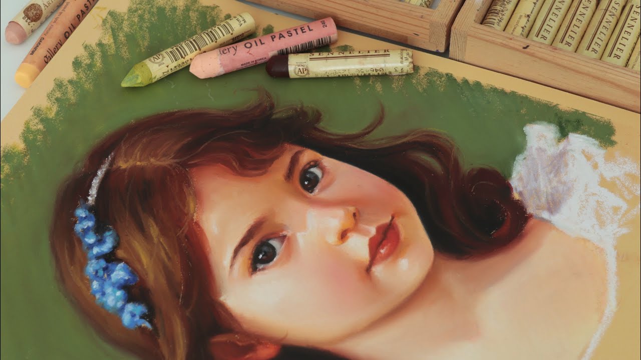 Oil pastel portrait painting || time lapse video - YouTube