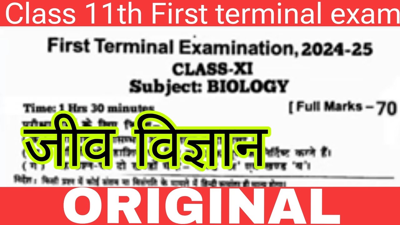 24.8.2024 Class 11th Biology First Terminal Subjective 2024 | 24 August ...