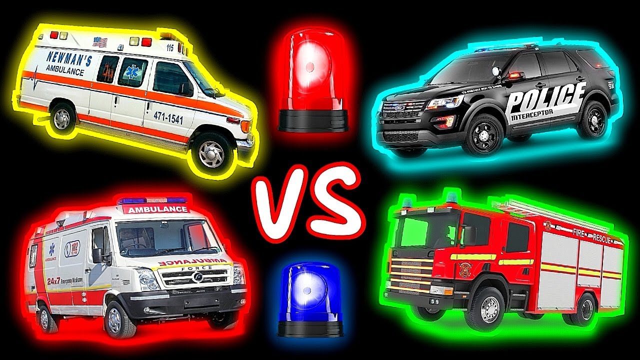 USA vs Hungary Police, Fire Truck, Ambulance • Siren Horn Sound ...