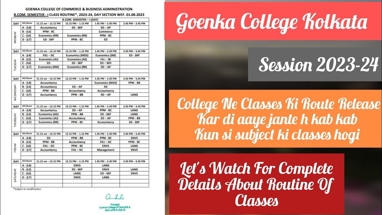 Goenka College Kolkata| Classes Routine For Day And Morning Shift Finally Released| lets Watch ...