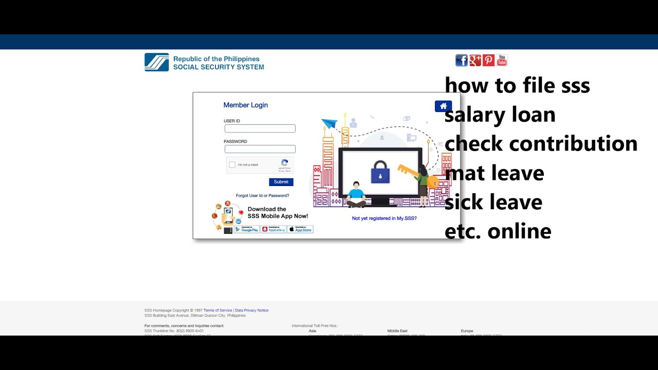 sss online tutorial (salary loan, mat leave, sick leave, contribution ...