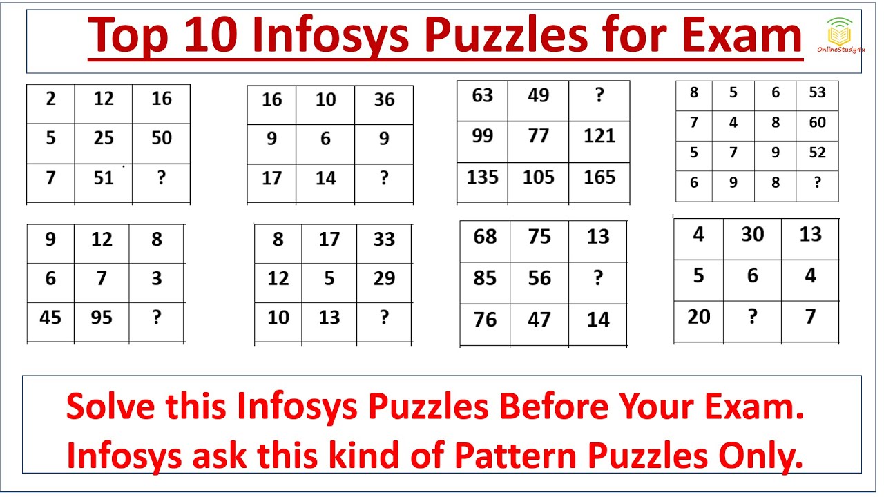 Infosys : Top 10 Puzzles repeated Everytime in Infosys | Infosys asks ...