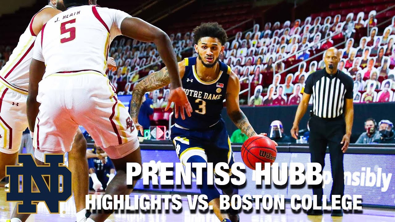 Notre Dame's Prentiss Hubb Scores 28 Points Versus Boston College - YouTube