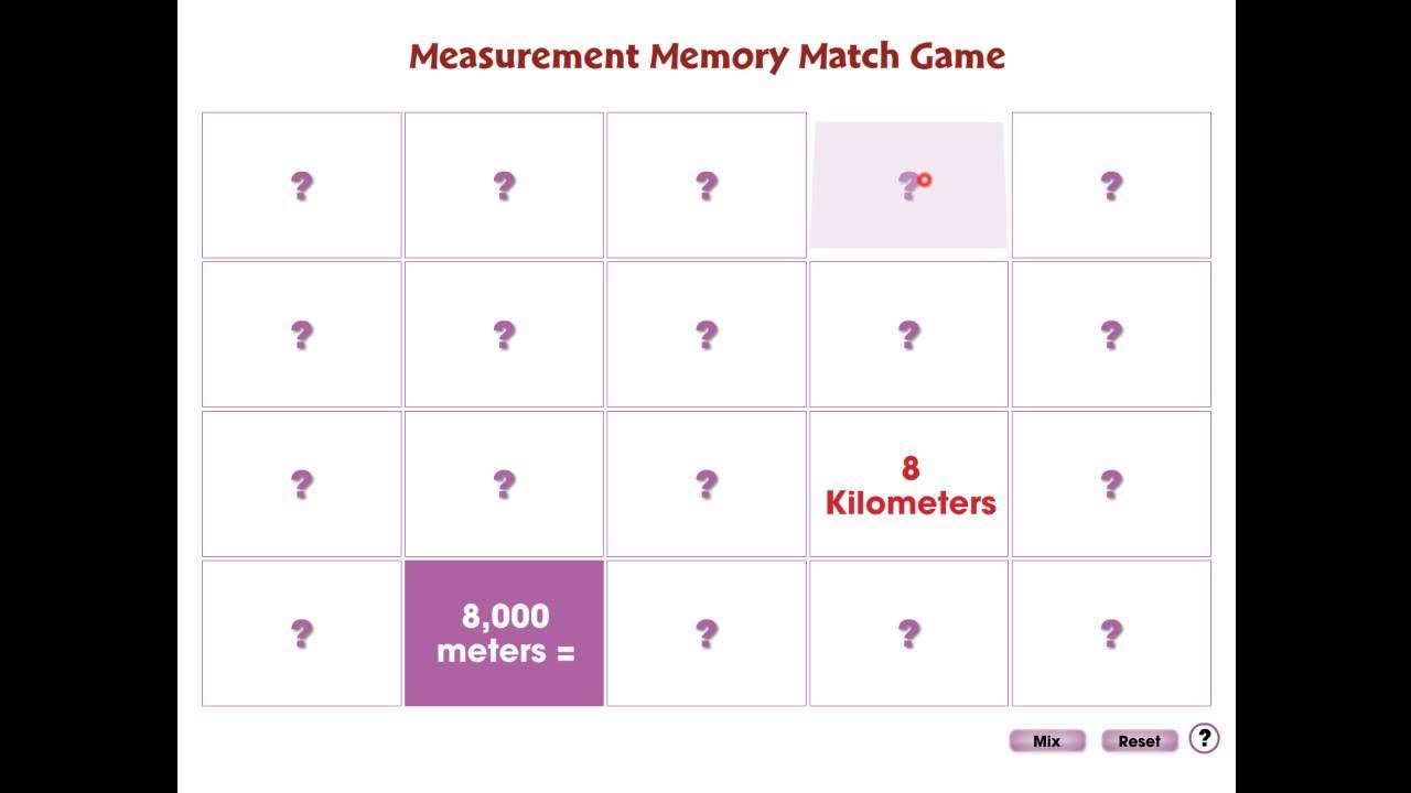 CC7313 Measurement Gr. 6-8: Memory Match Game Mini - YouTube
