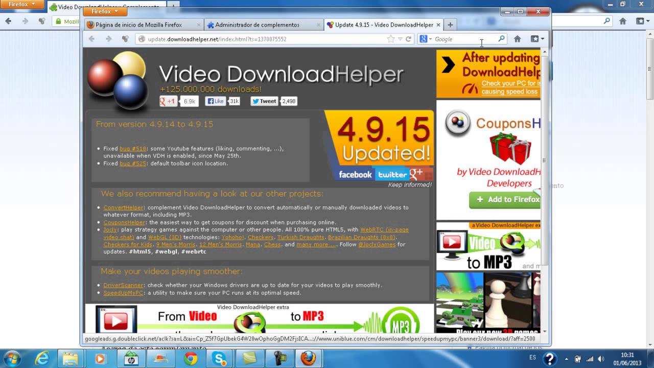 como descargar videos de youtube con download helper - YouTube