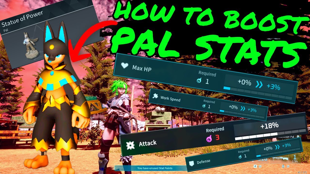 How To BOOST STATS FOR PALS in PALWORLD!!!! More HP, ATTACK, DEFENSE ...