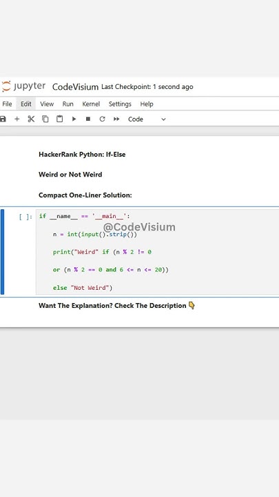 Weird or Not Weird – One-Liner Version #Python #HackerRank #ConditionalLogic - YouTube