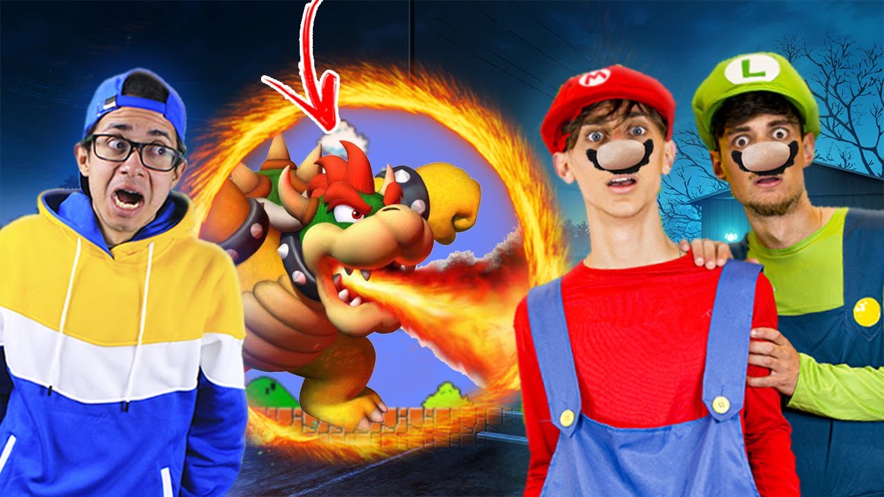 FIZ UM PORTAL PARA O MUNDO DO MARIO E INVOQUEI O LUIGI E BOWSER DO ...